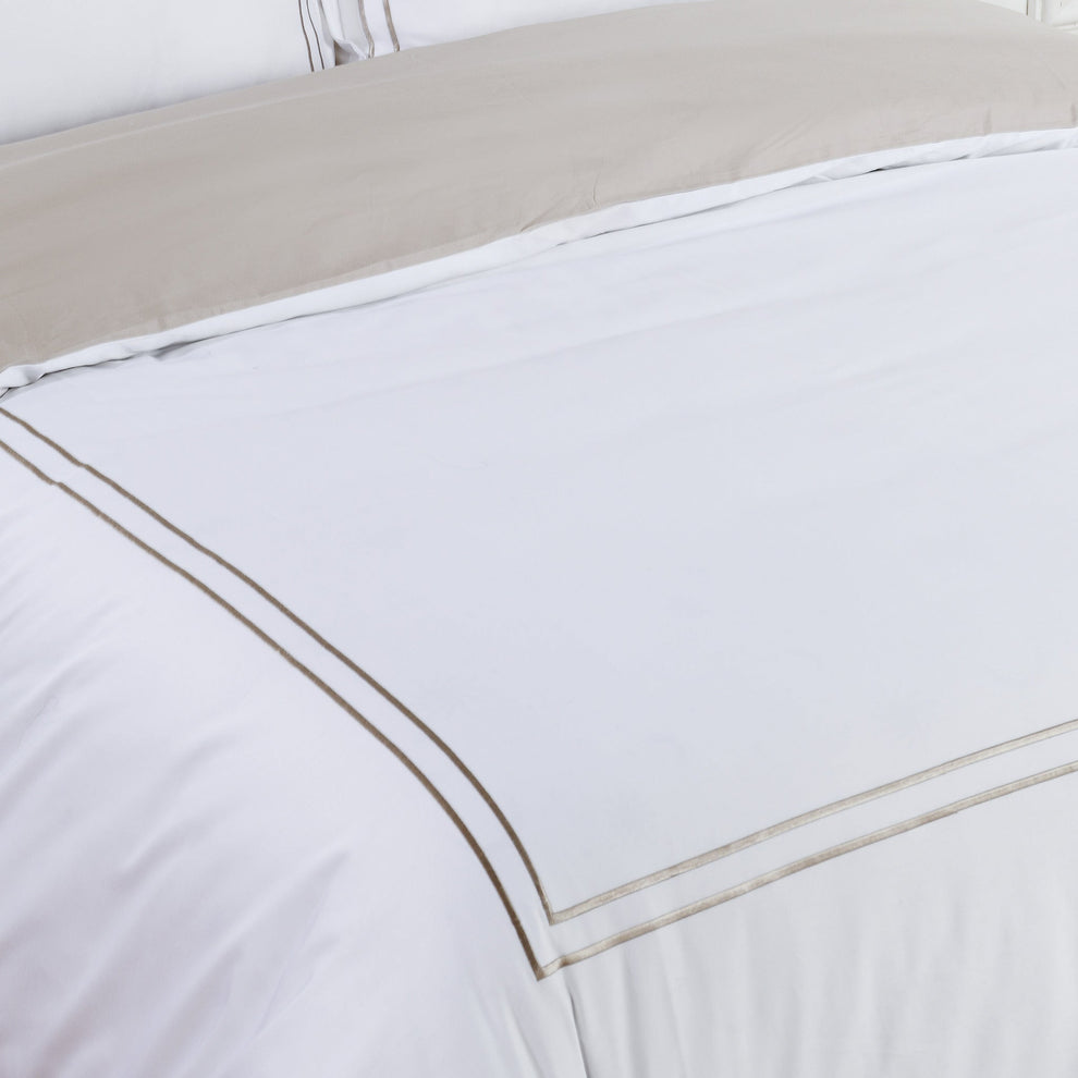 Flora Hotel Collection Bed Linens - White - Taupe Embroidery: Discover ...